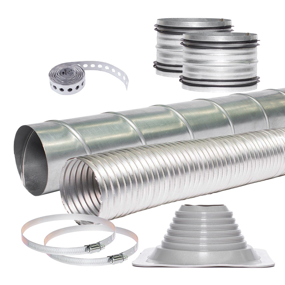 Sirius 150mm Ducting Kit for Extraction through a Metal Roof with the