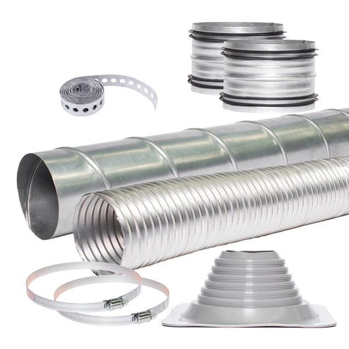 Sirius 150mm Ducting Kit for Extraction through a Metal Roof with the
